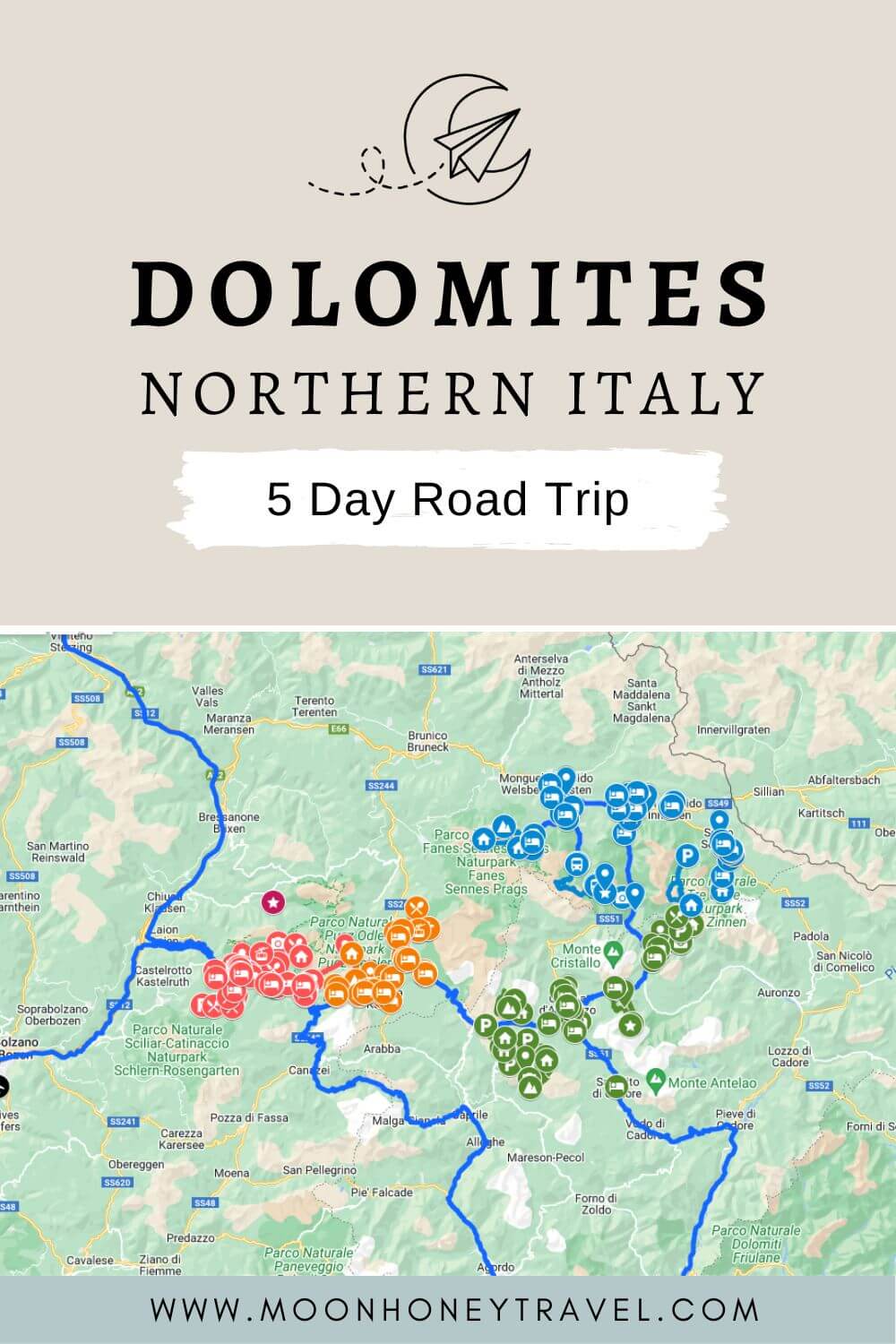 5 Day Dolomites Itinerary + Route Map | Moon & Honey Travel