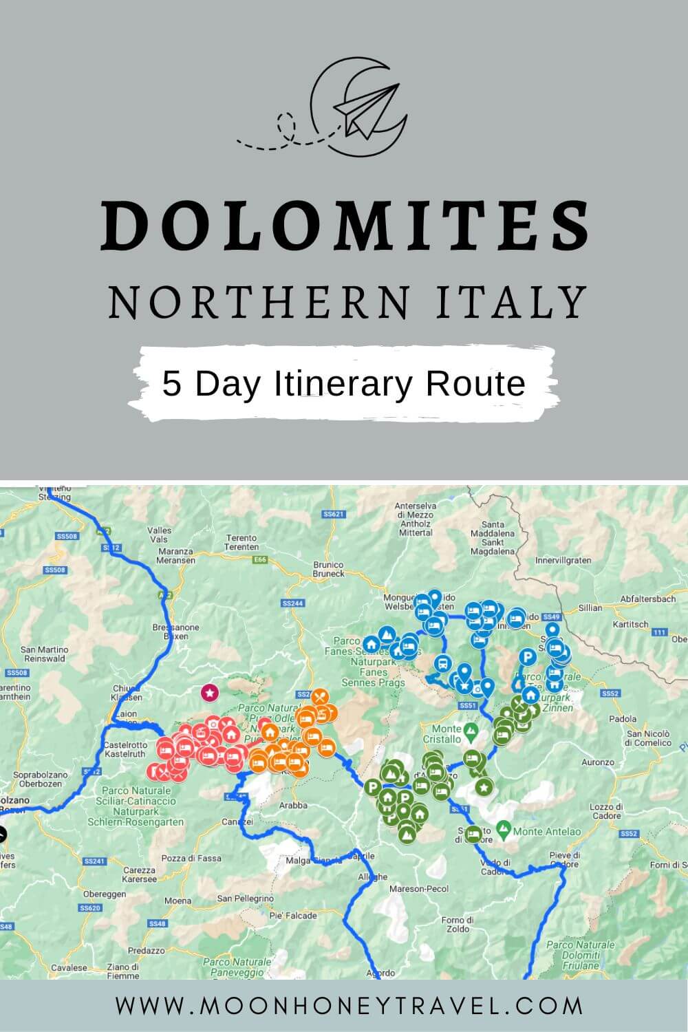 5 Day Dolomites Itinerary + Route Map | Moon & Honey Travel